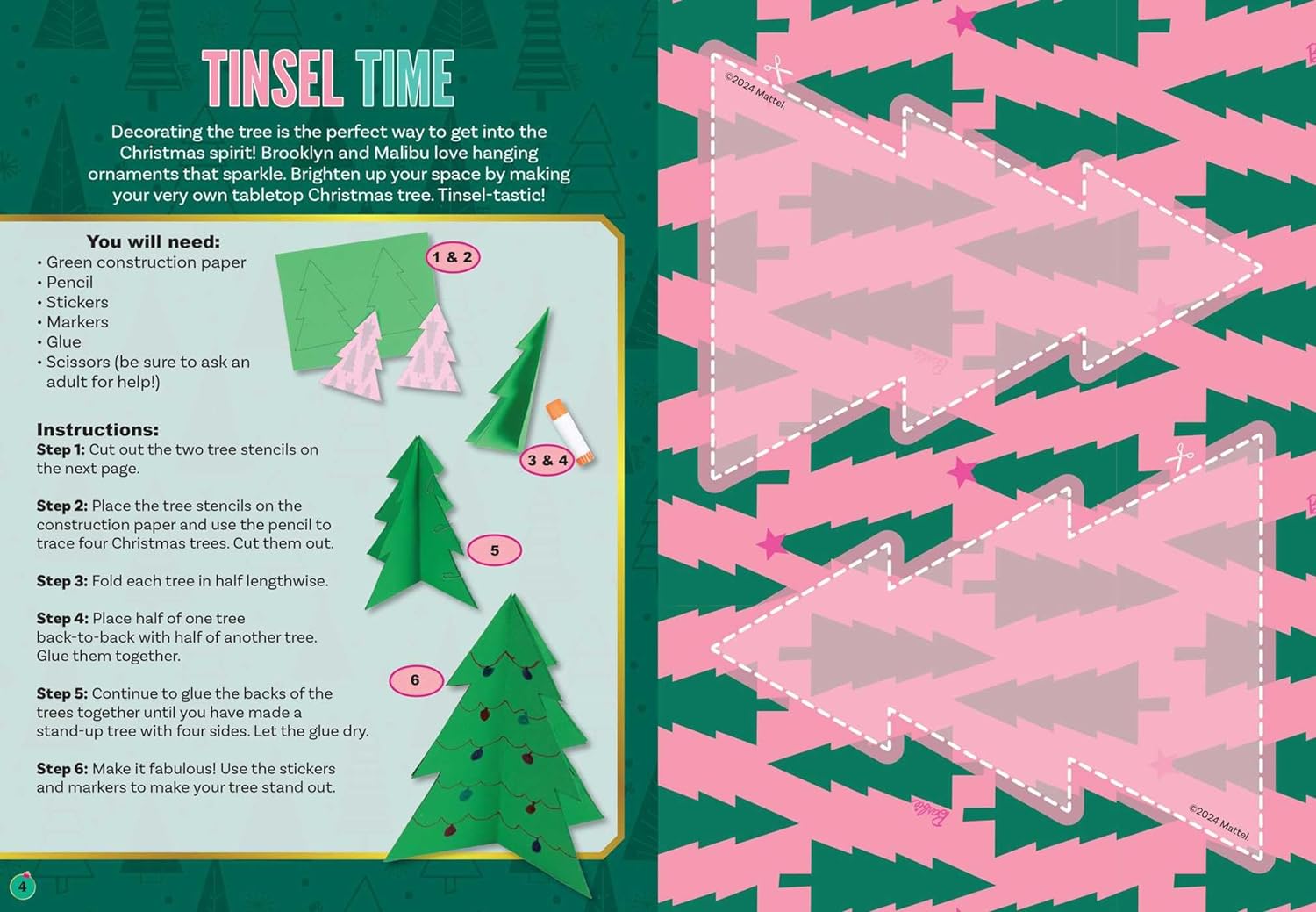 barbie christmas tree coloring page