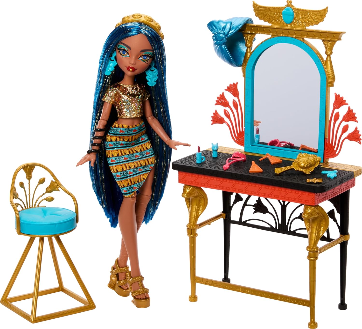 Monster High Cleo de Nile Self-Scare Day G3 doll vanity playset ...