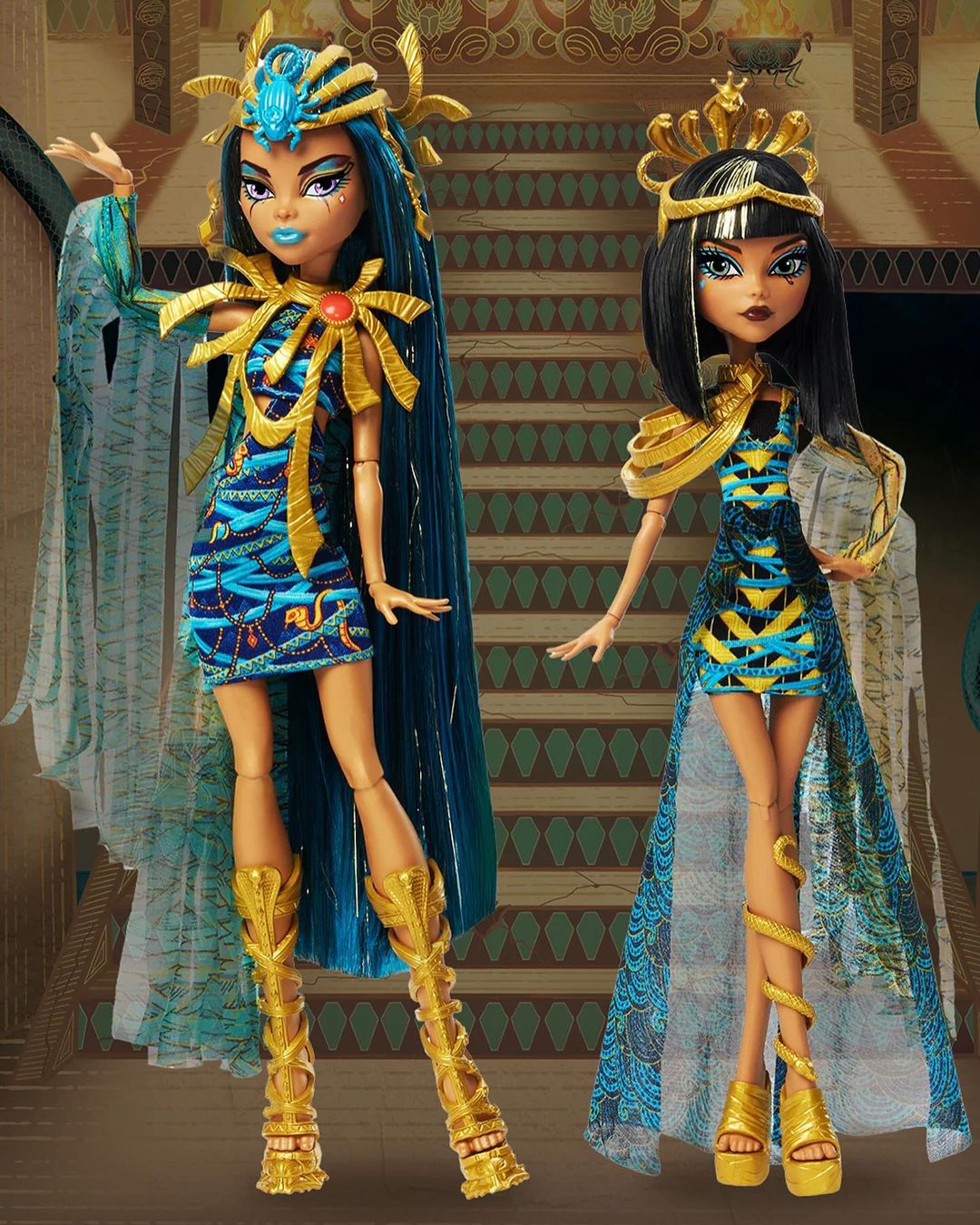Monster High Mummy Majesties Cleo and Nefera De Nile Collectible Two ...
