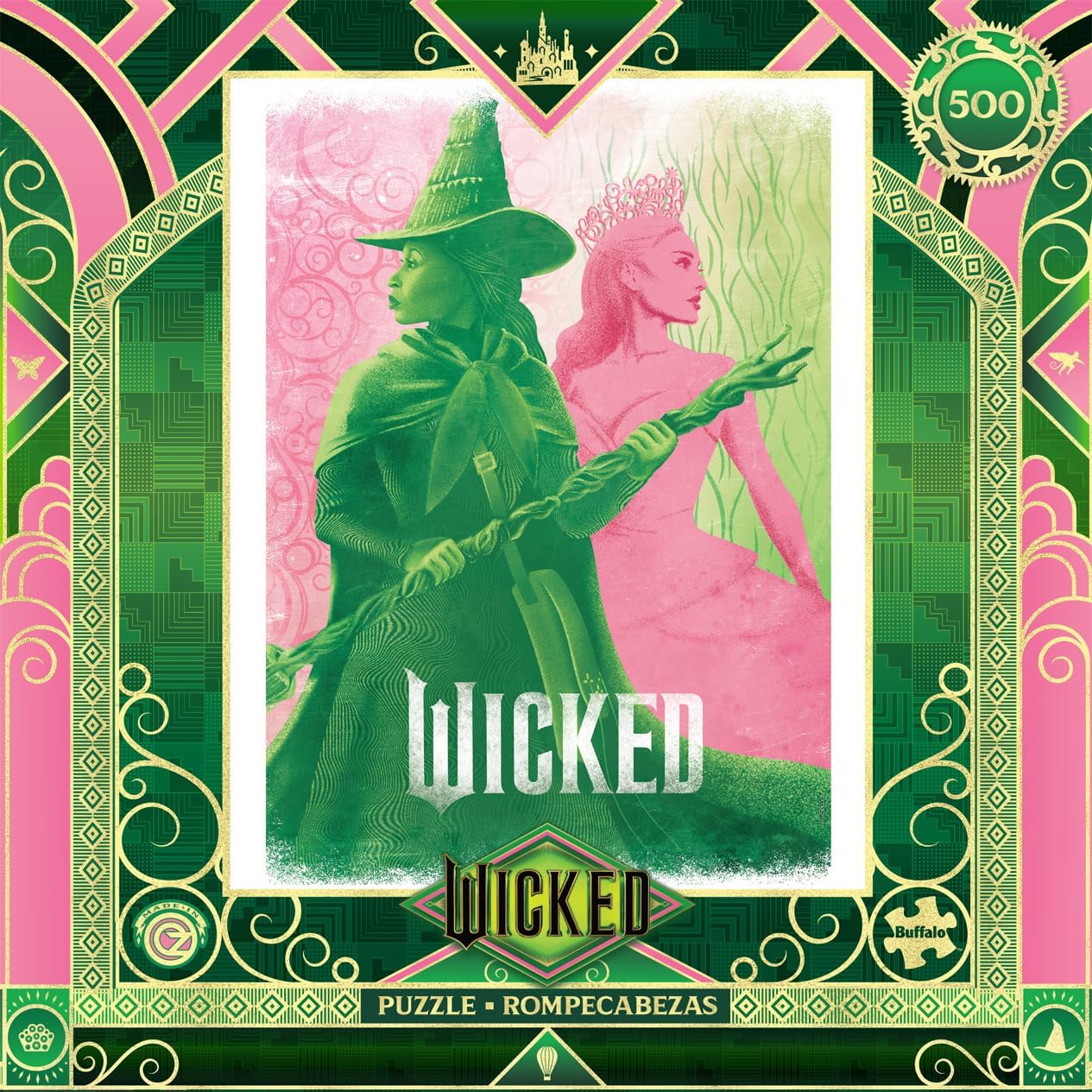 Wicked Pink Goes Good with Green - 500 Piece Jigsaw Puzzle - YouLoveIt.com