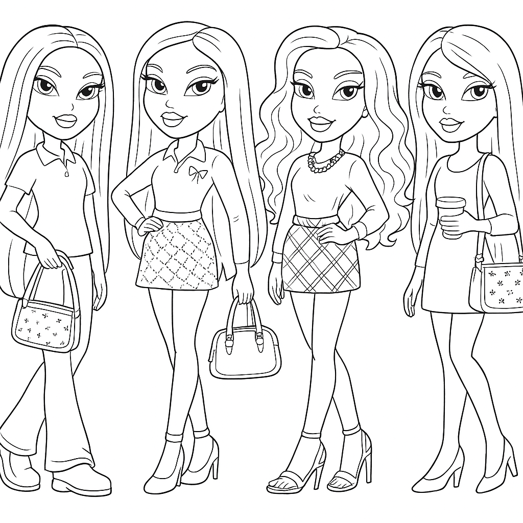 Bratz Mean Girls coloring pages Cady, Karen, Gretchen & Regina ...