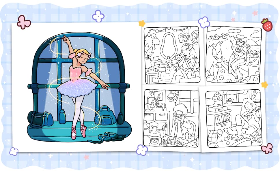 girl moments coloring book completed pages