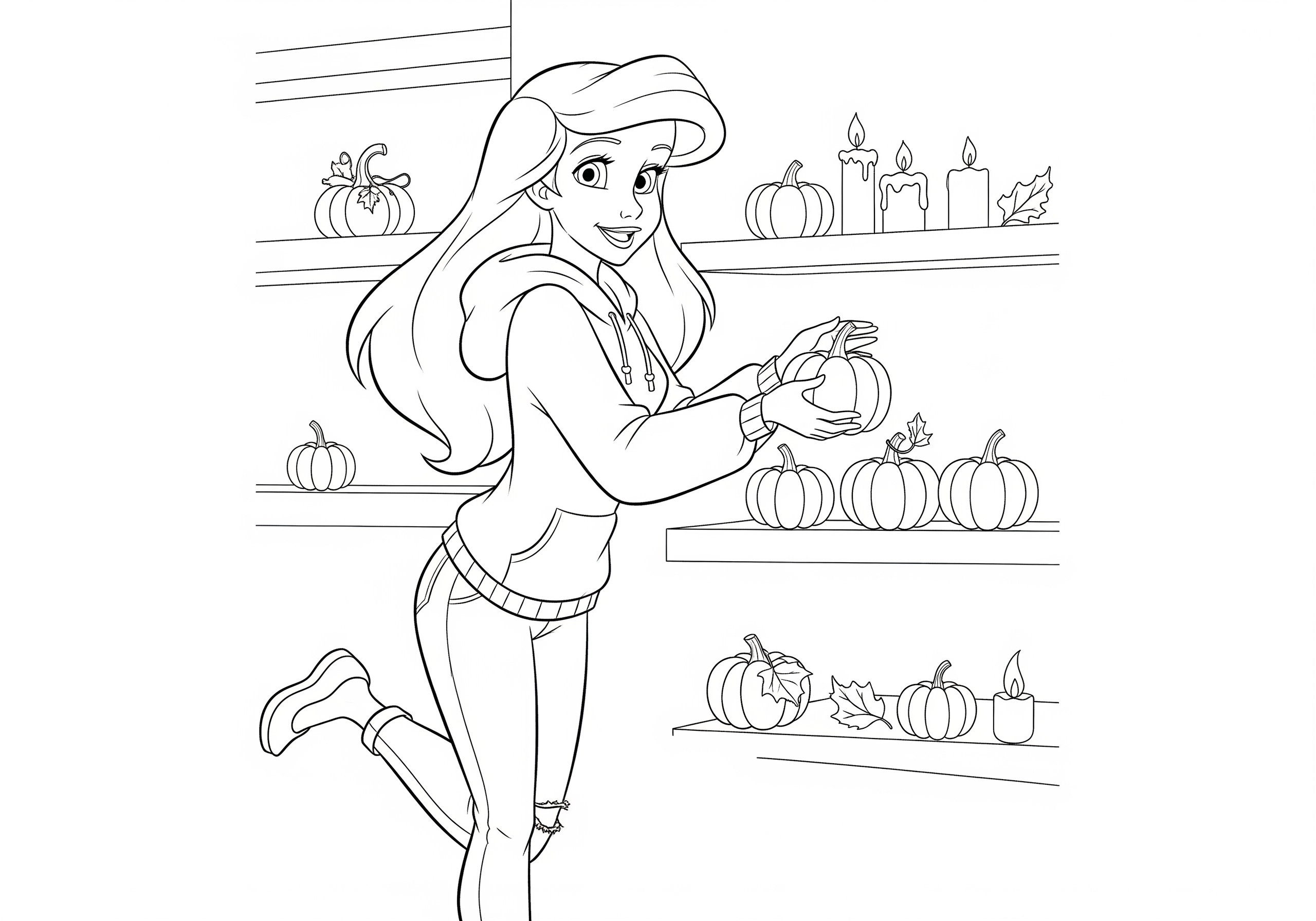 Ariel Fall Coloring Pages - YouLoveIt.com