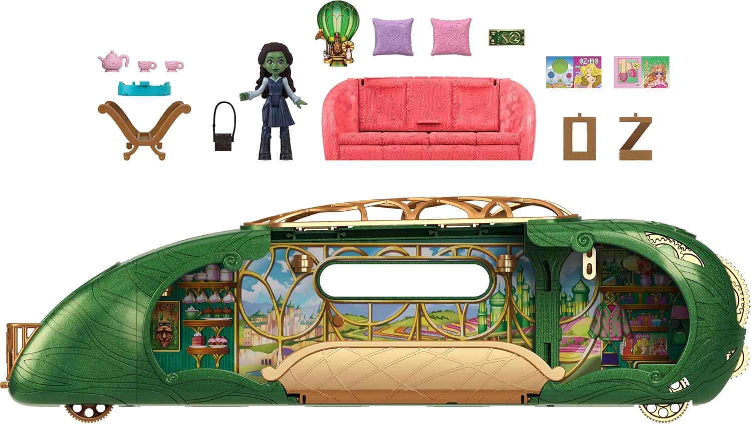 Wicked Emerald City Train Playset with Elphaba Small Doll - YouLoveIt.com