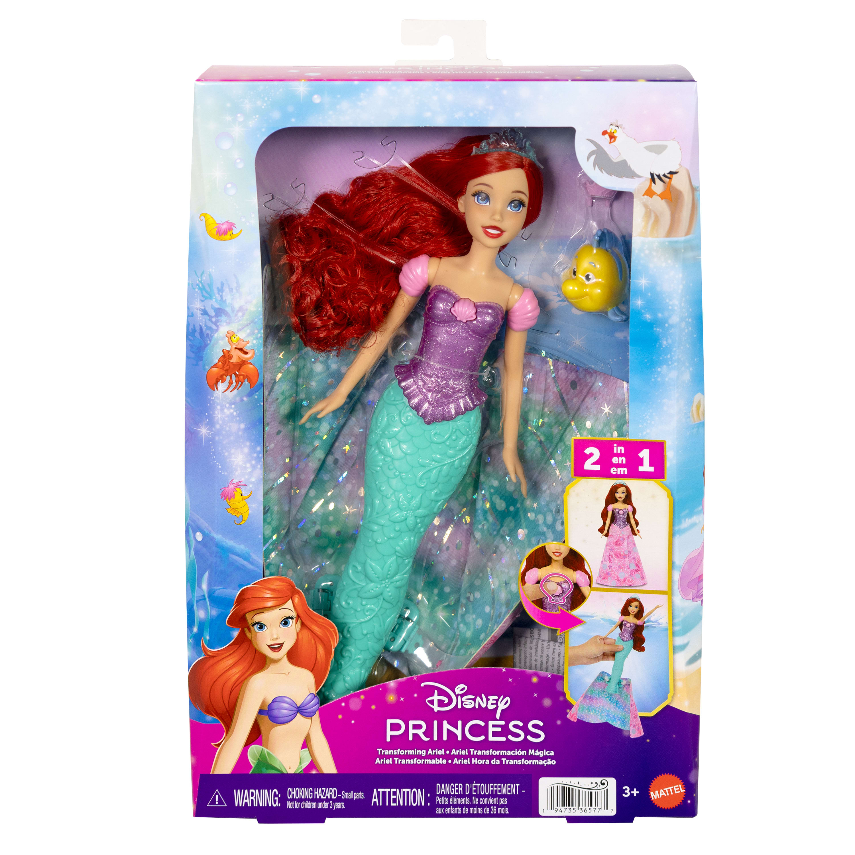 Disney Princess Ariel Human to Mermaid Transforming Fashion Doll ...